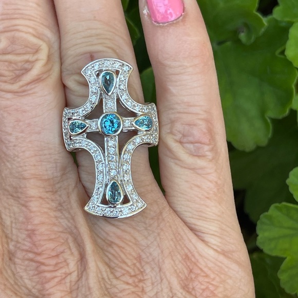 Dallas Prince | Jewelry | Dallas Prince Sterling Blue Topaz Zircon Ring ...
